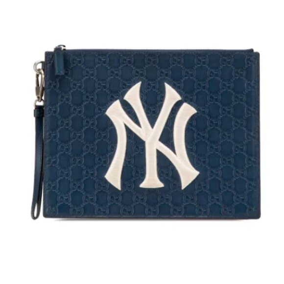 Gucci | Bags | Gucci Guccissima Ny Yankees Zip Clutch Bag | Poshmark